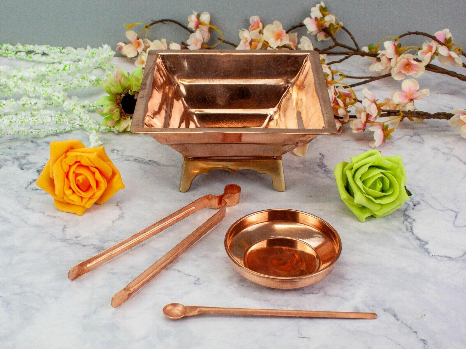 Copper Hawan Kund Set Havan Temple Mandir Pooja Agnihotra Kit Hindu ...