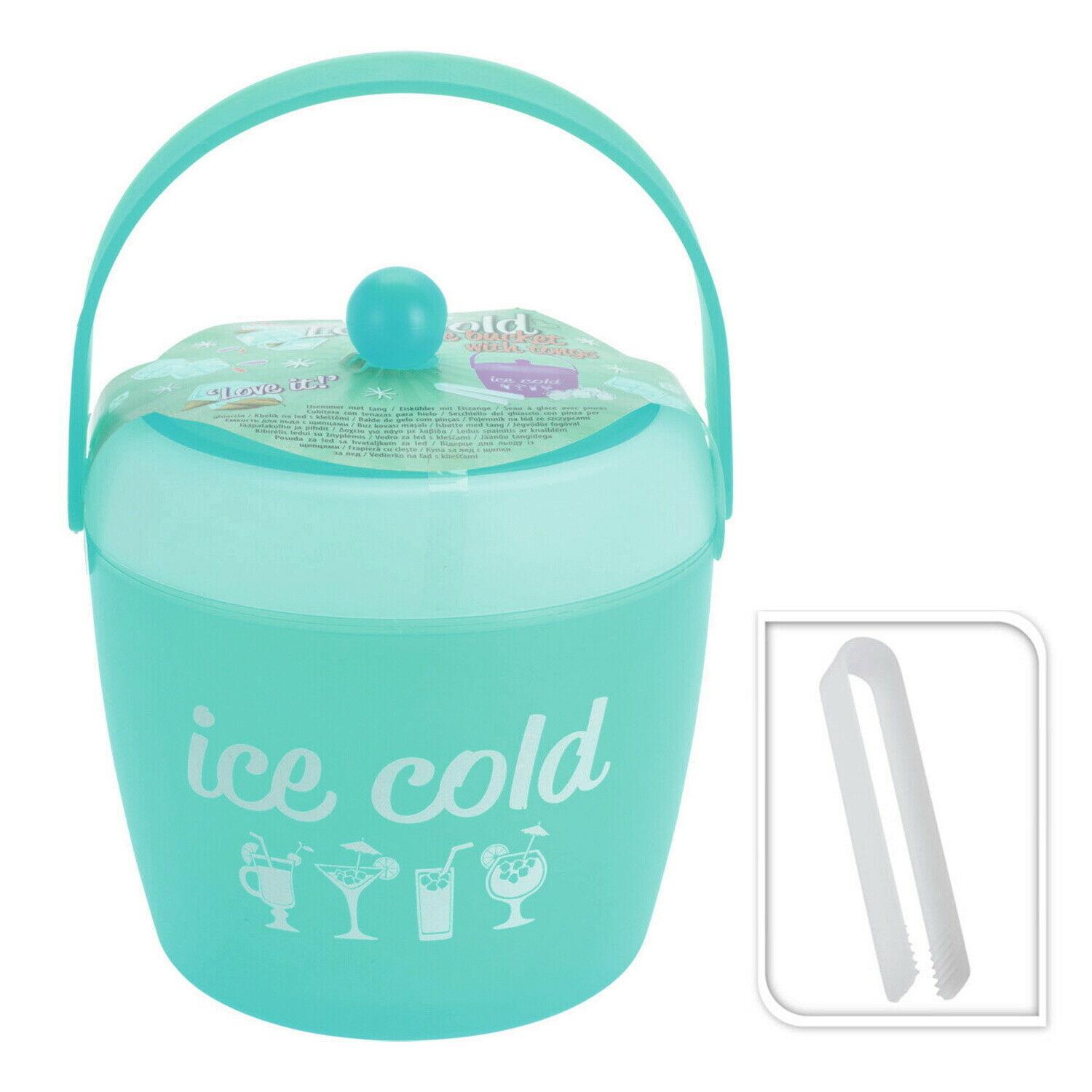 Plastic Ice Cold Bucket Cooler With Tongs Lid BBQ Picnic Drink Wine ...