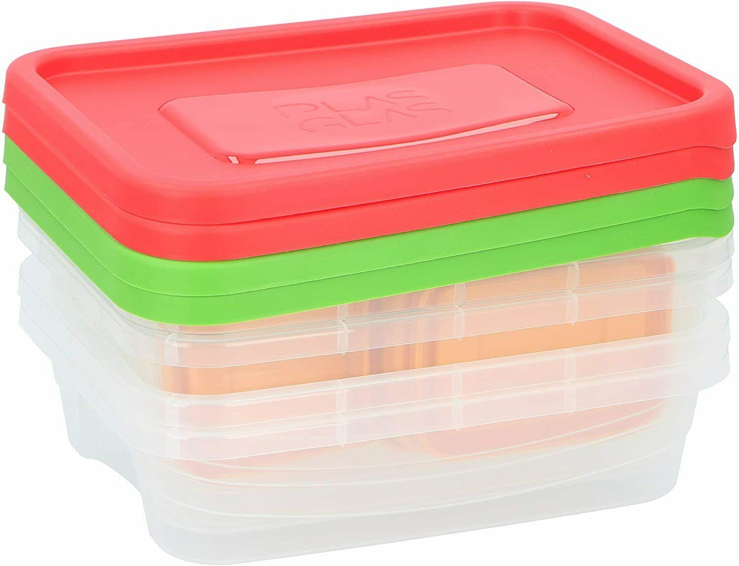 Plastic FOOD CONTAINER Sets Fridge Freezer Storage Tubs & Lids Green ...