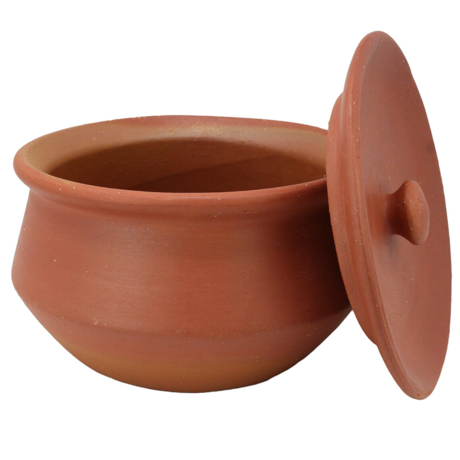 Clay Handi Serving Pot with Lid Biryani Chicken Rice Curry Casserole 2L ...