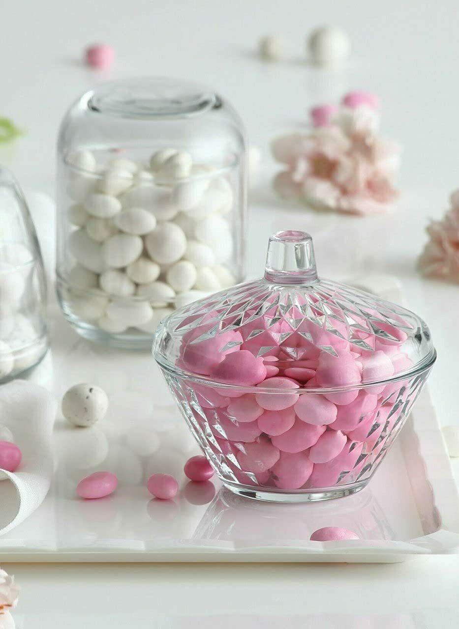 Glass Sweet Sugar Bowl Crystal Effect Cut Chocolate Candy Bonbon Jar ...