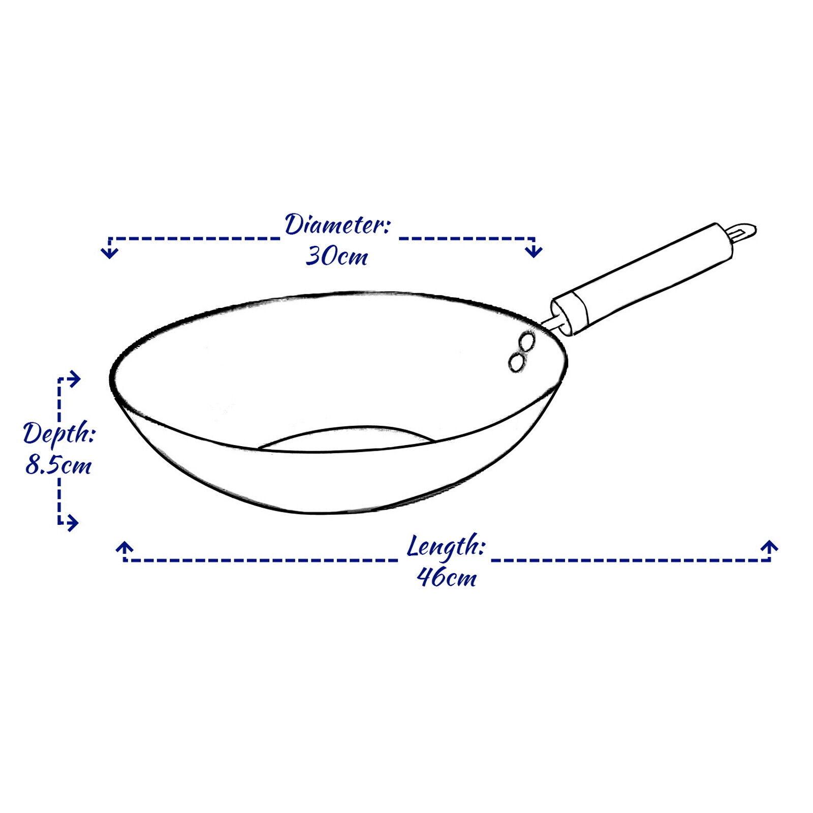 Carbon Steel Wok Deep Chinese Stir Fry Cooking Non Stick Frying Pan ...