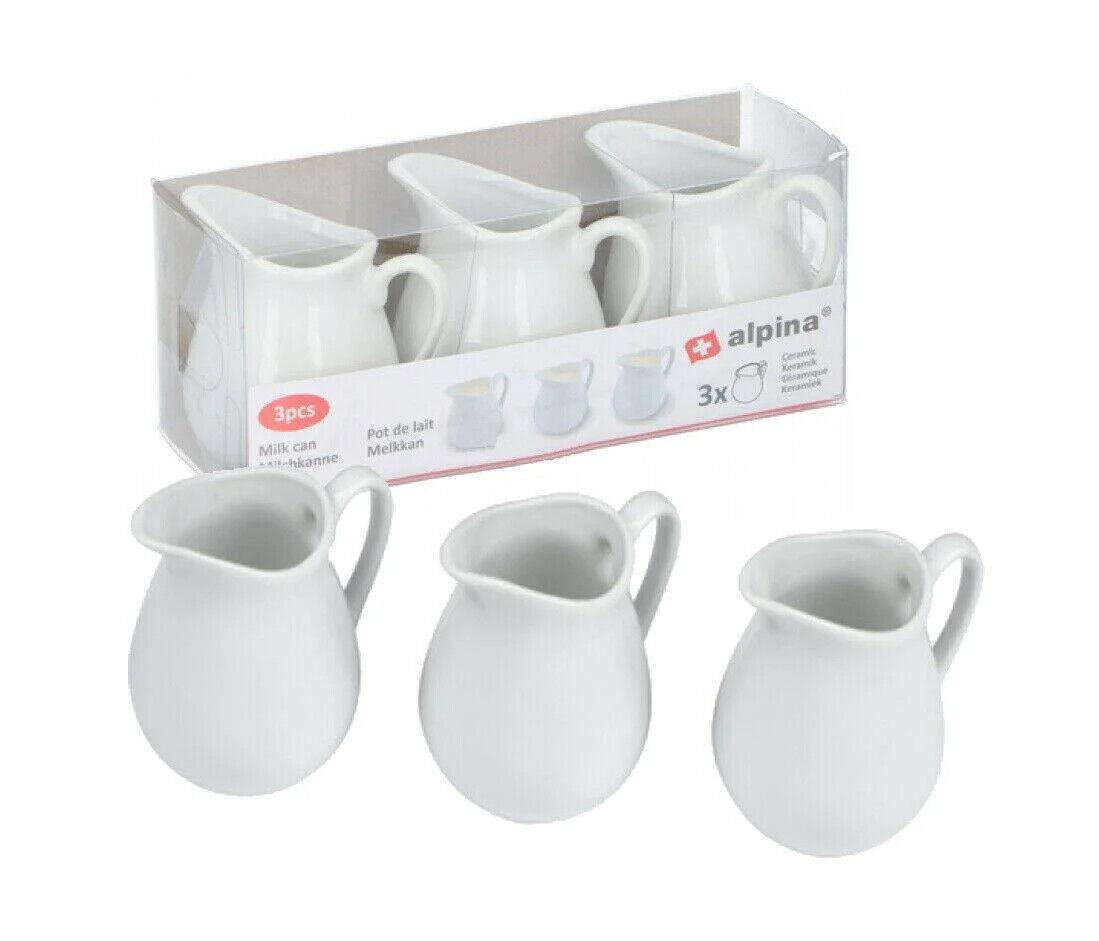 Set Of 3 White Porcelain Milk Jug Cream Sauce Gravy Custard Serving Jug