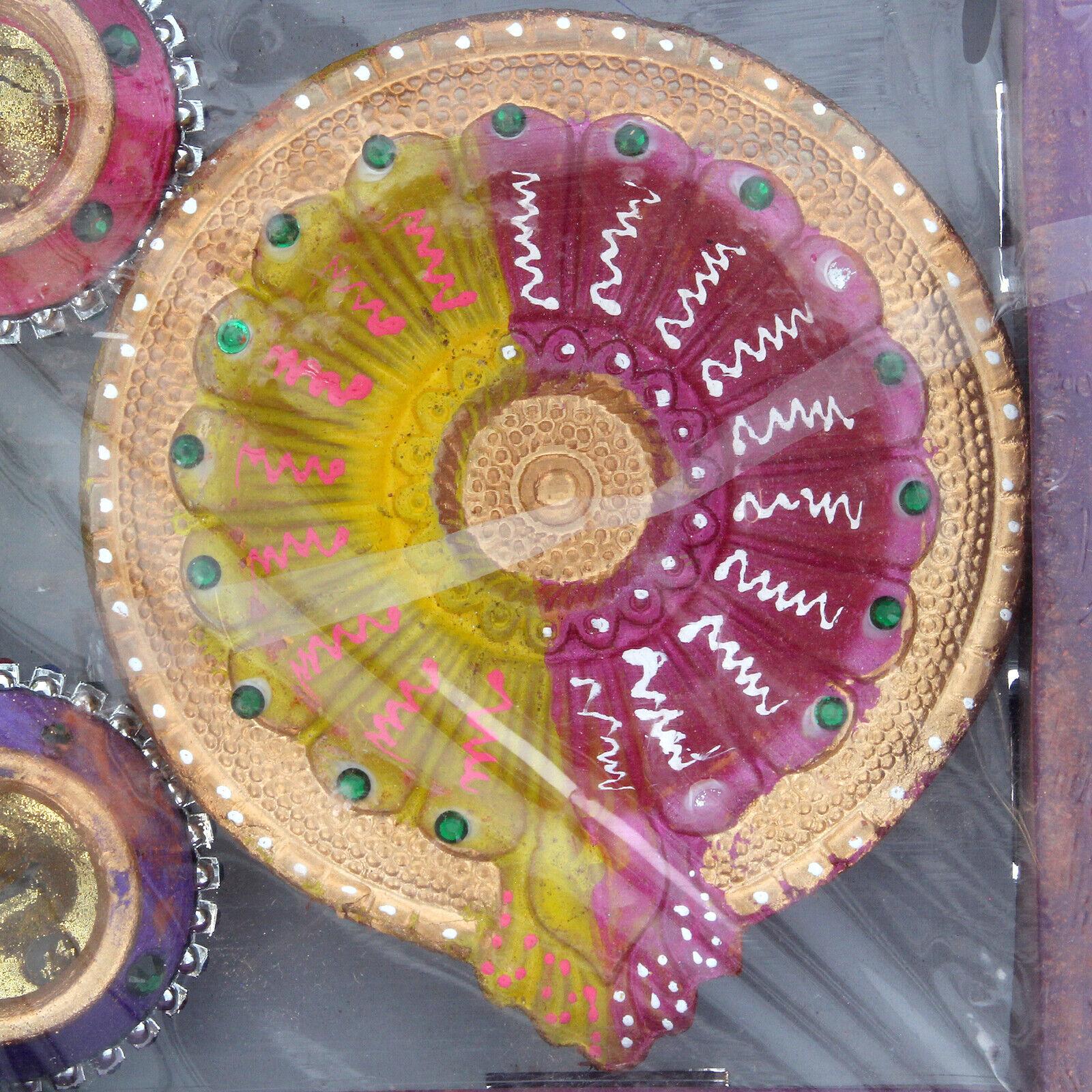 Diwali Diya Handmade Clay Diya with wax Candle Matki Tea Light Wax Lamp ...