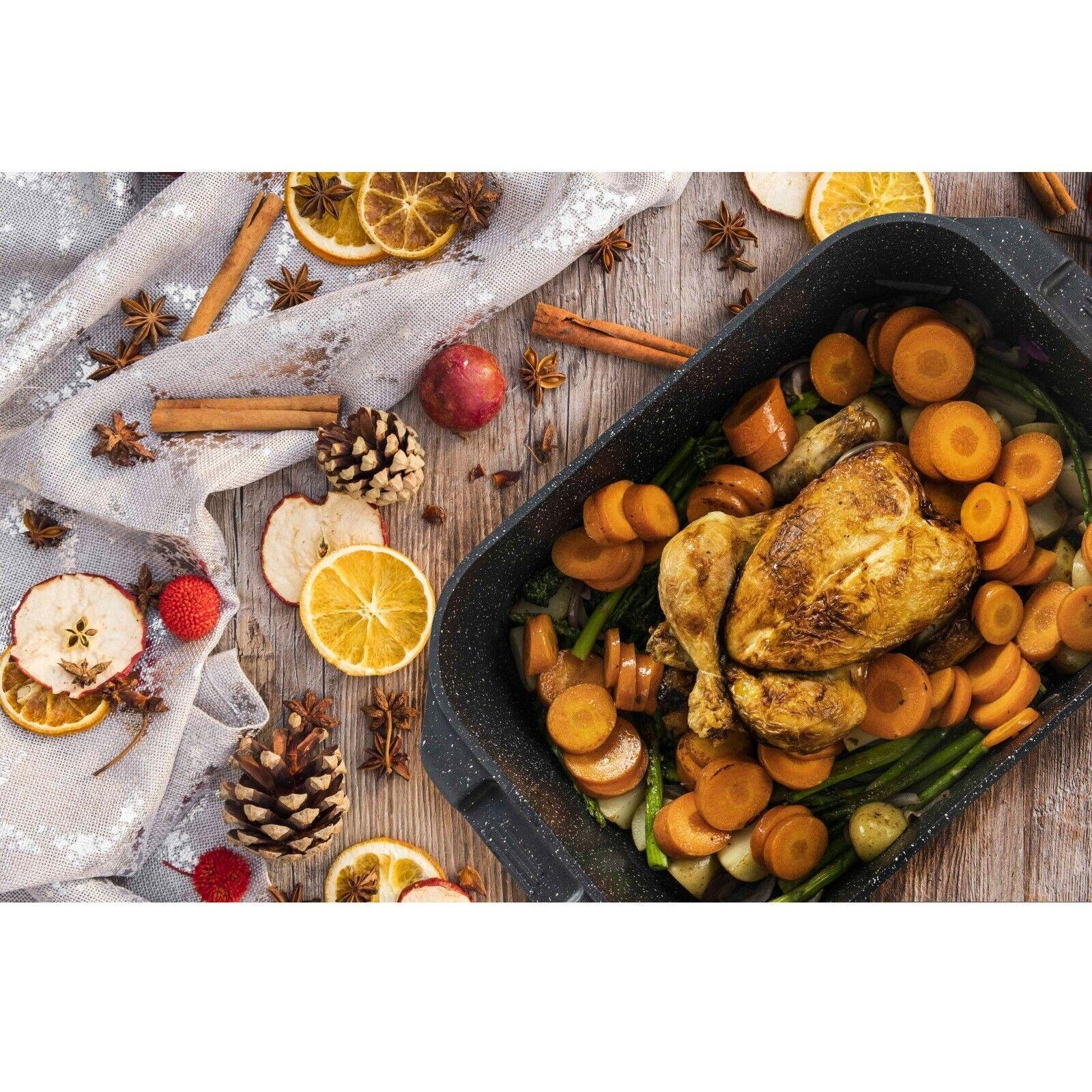 Roaster with Lid Roasting Dish Tin Skillet Pan Lid Hob Oven Cast ...