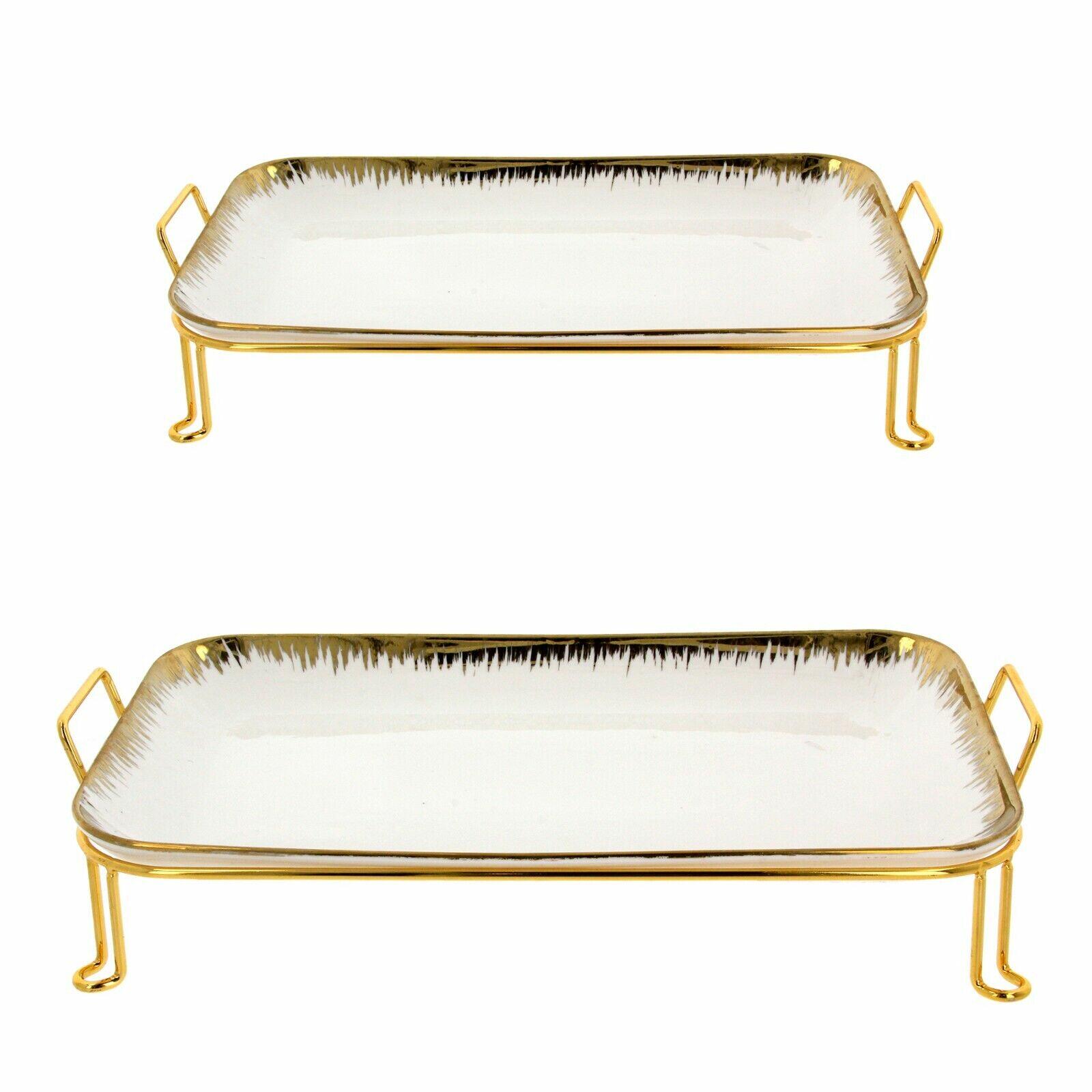 Platter Serving Tray Ceramic Snack Dish Rectangle Buffet Plate Table ...