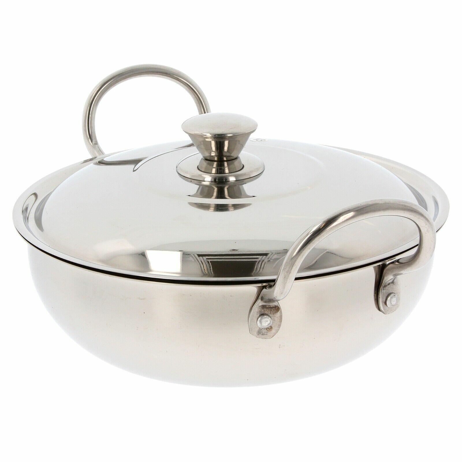 Kadai Karahi Kadhai Stainless Steel Tri Ply Heavy Curry Pan Wok Fry Pan ...