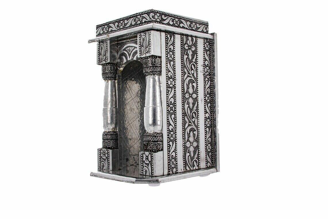 Wooden Mandir Oxidised Temple Hindu Wall Hanging Mounted Small Pooja ...