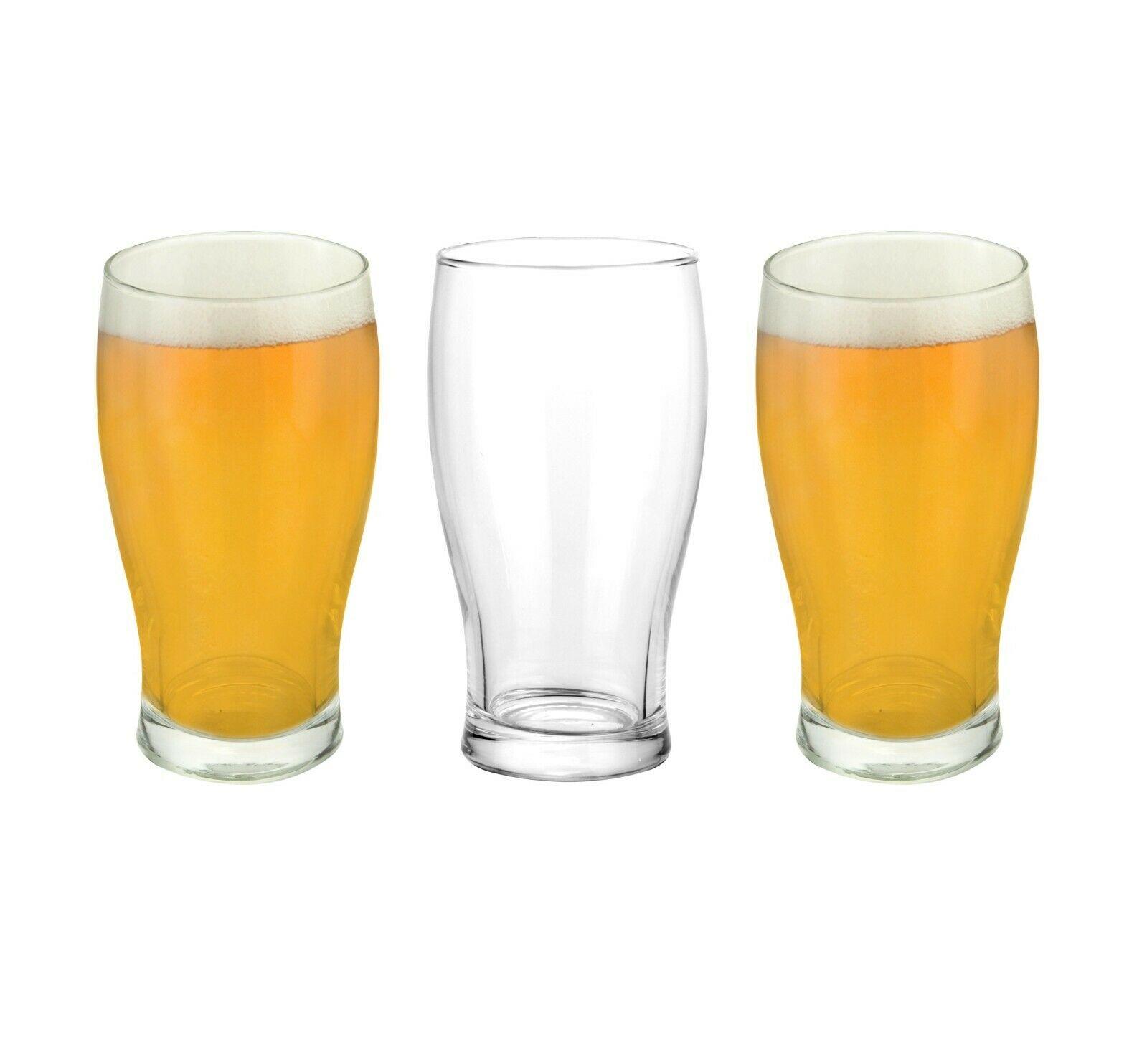 Half Pint Glass Tulip Plain Beer 380ml Pack Of 3 Pub Ale Beer Glasses ...