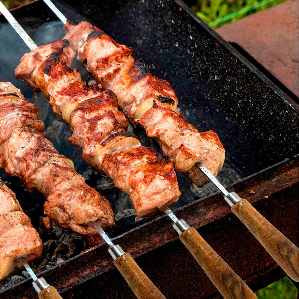 PRO BBQ Barbecue Skewers Stainless Steel Kebab Shish Meat Grill Sticks ...