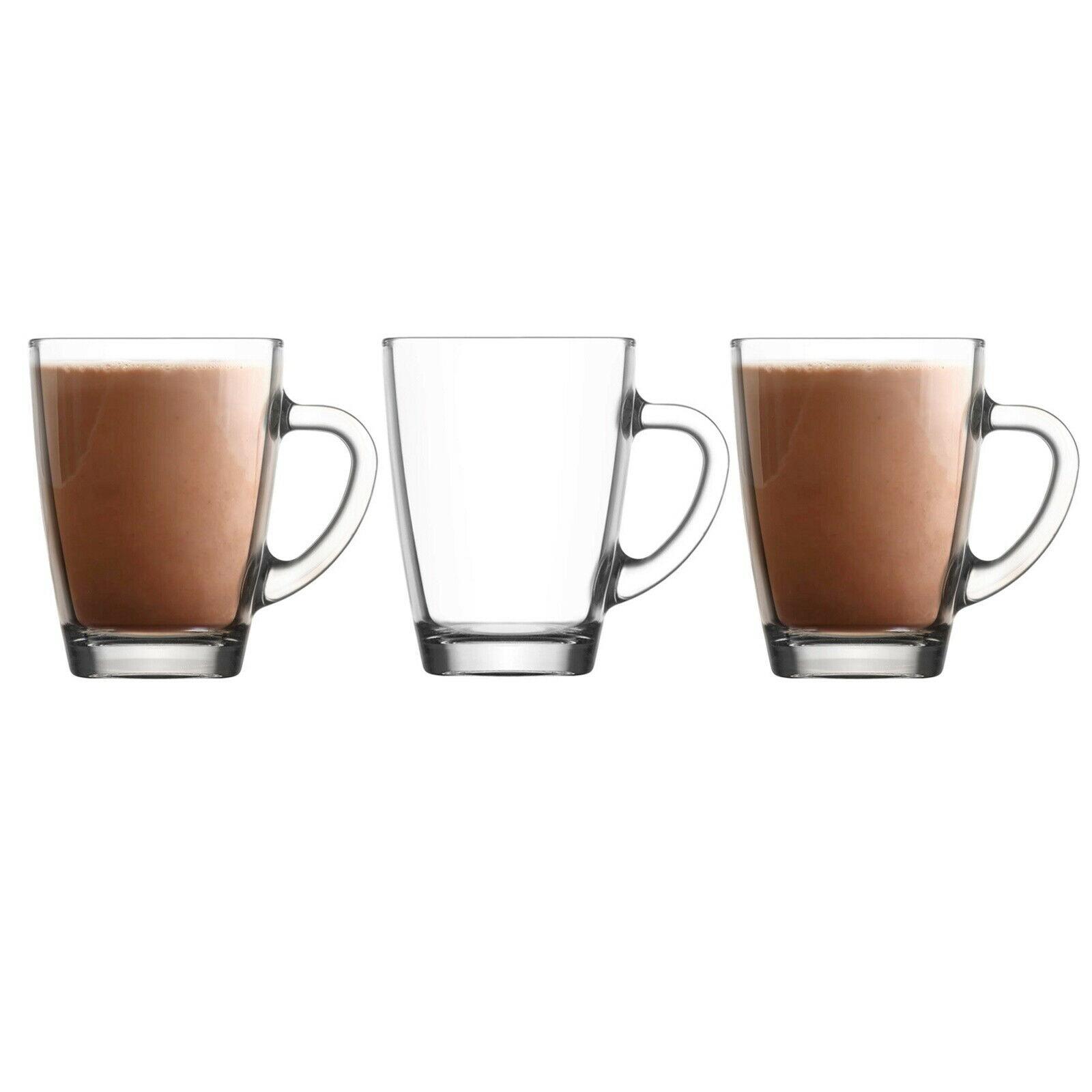 6x Latte Glasses Glass Coffee Mugs Tea Cup Clear Hot Chocolate Drink ...