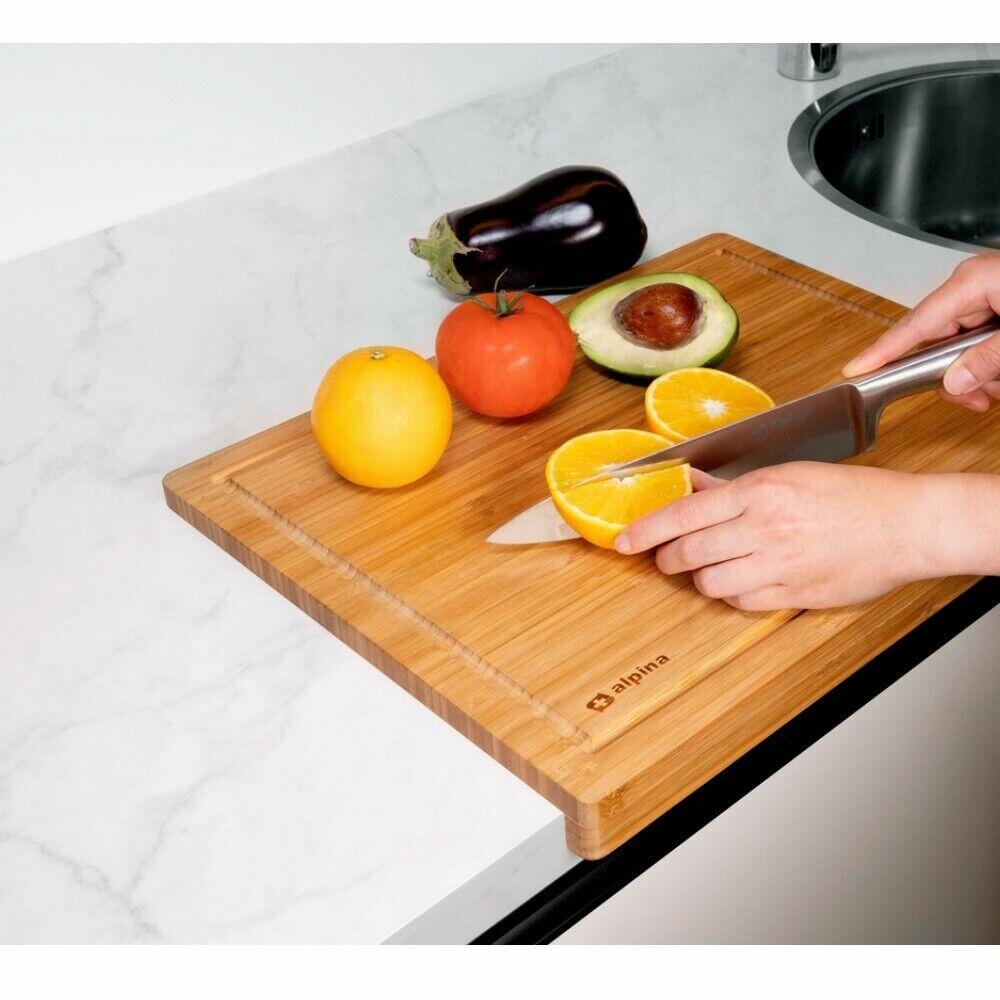 Wooden Chopping Board Large Counter Edge Kitchen Cutting Board with Juice Groove