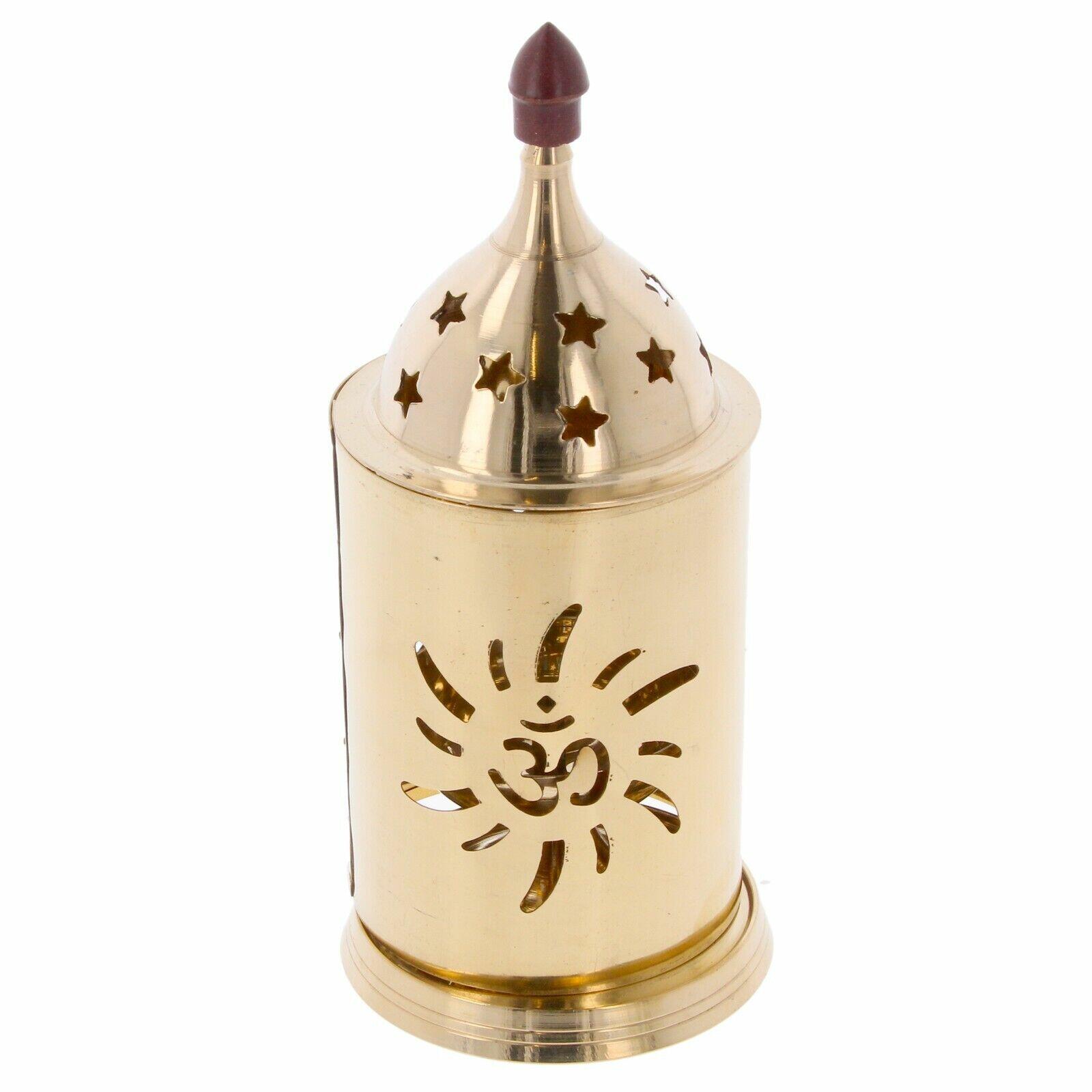 Brass Diya Akhand Jyot Deepak Diva Aum Jali Cover Lantern Oil Lamp Puja ...