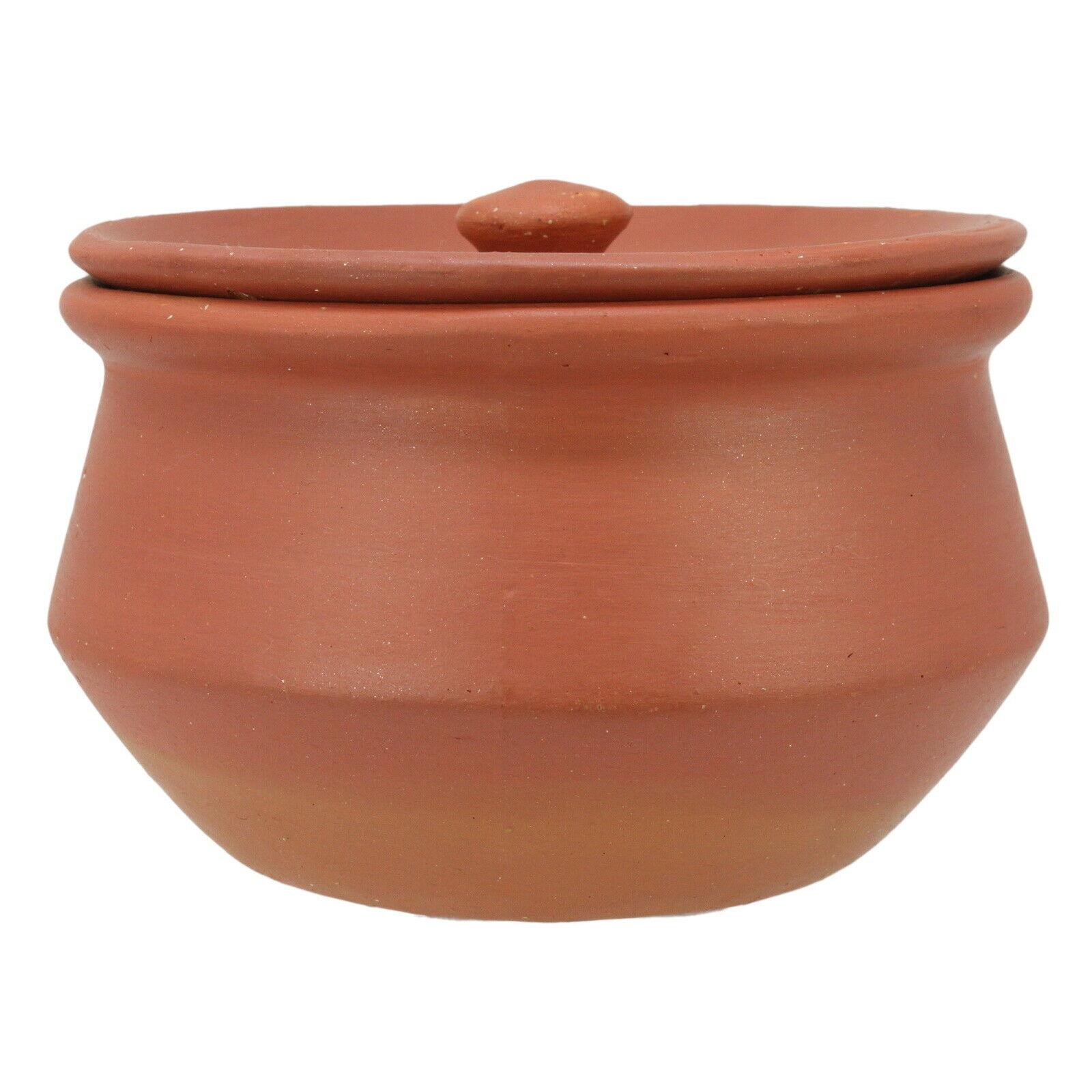 Clay Handi Serving Pot with Lid Biryani Chicken Rice Curry Casserole 2L ...