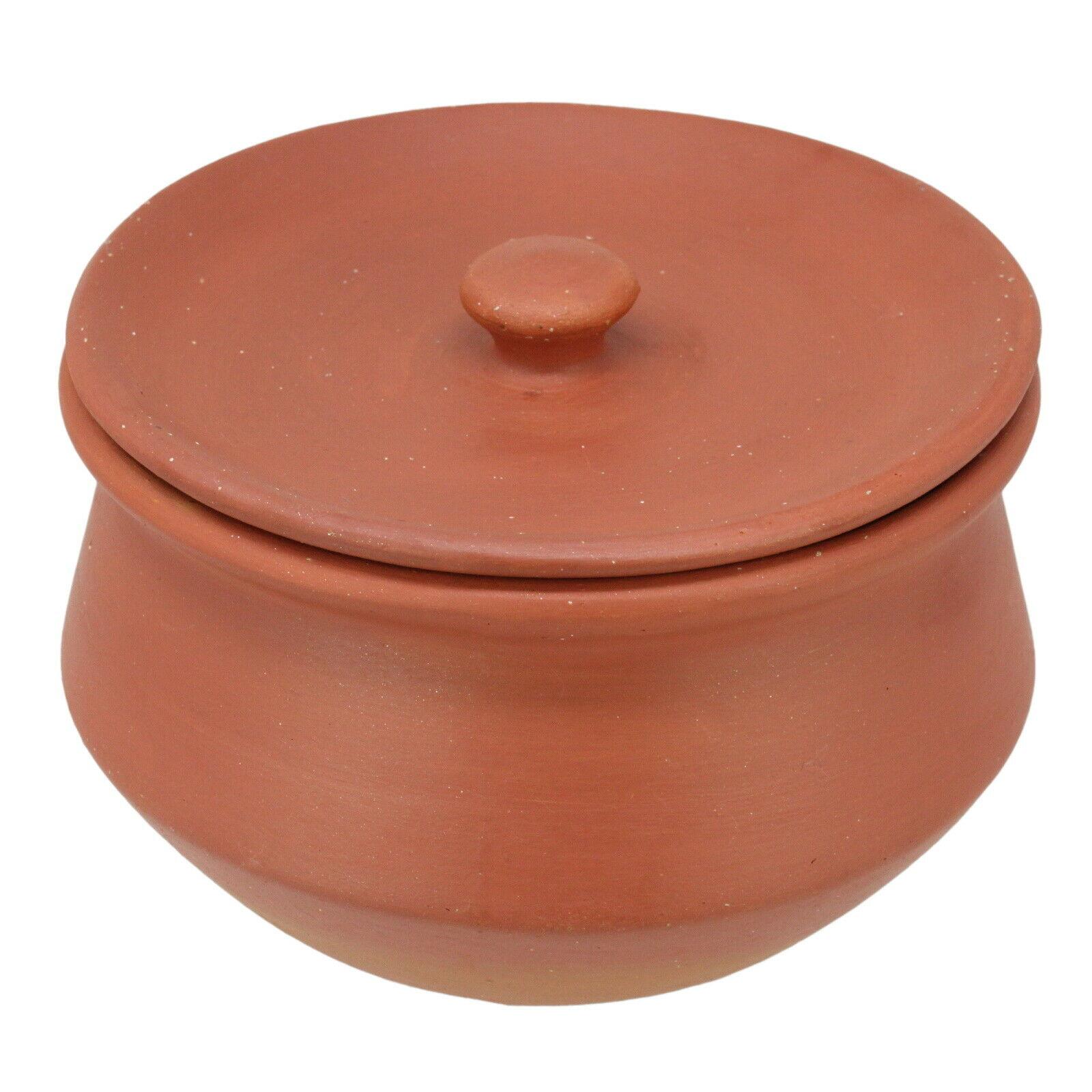 Clay Handi Serving Pot with Lid Biryani Chicken Rice Curry Casserole 2L ...