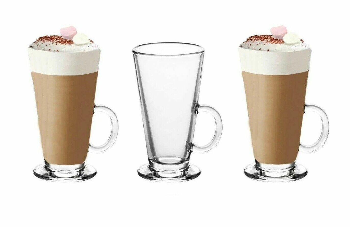 Latte Glasses Cups 280ml Set Of 3 Tall Latte Mugs Glasses Clear Glass ...