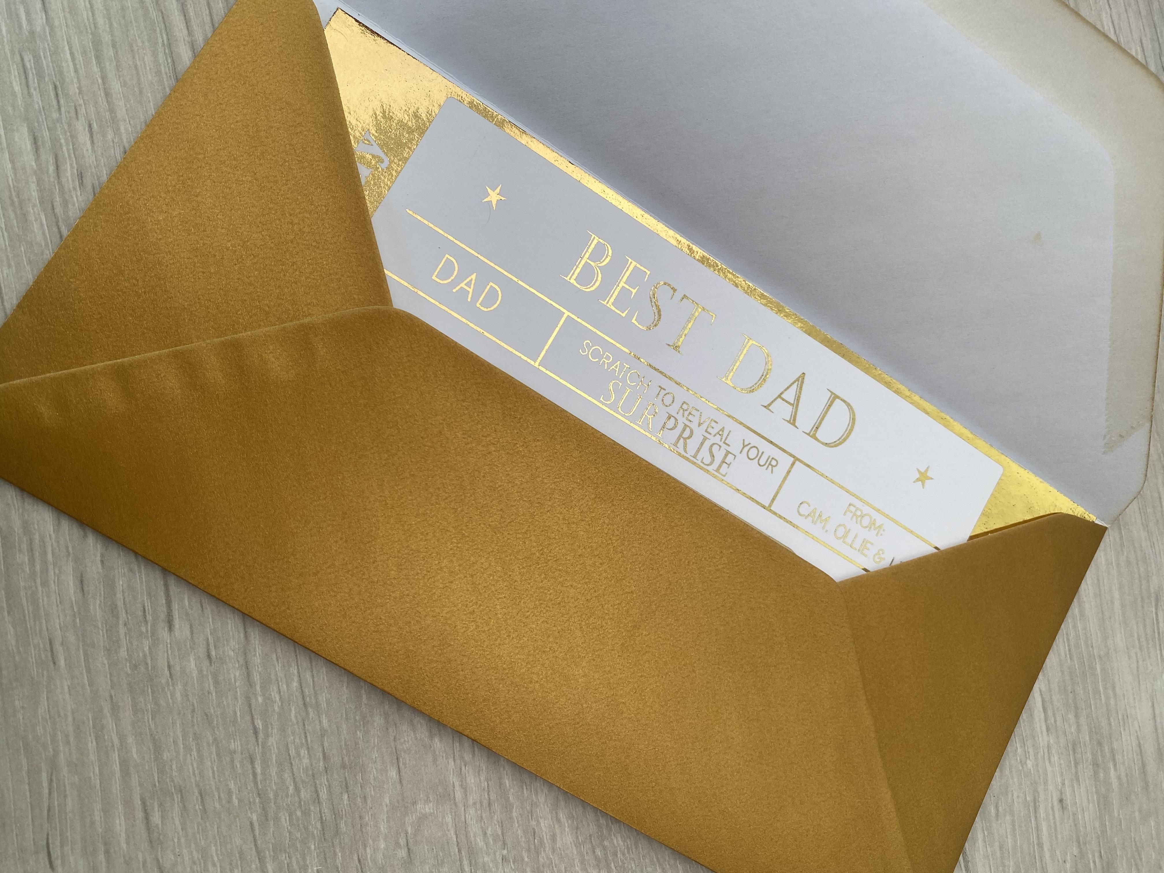 Foil Fathers Day Ticket, Surprise reveal for Fathers Day Gift, Scratch ...