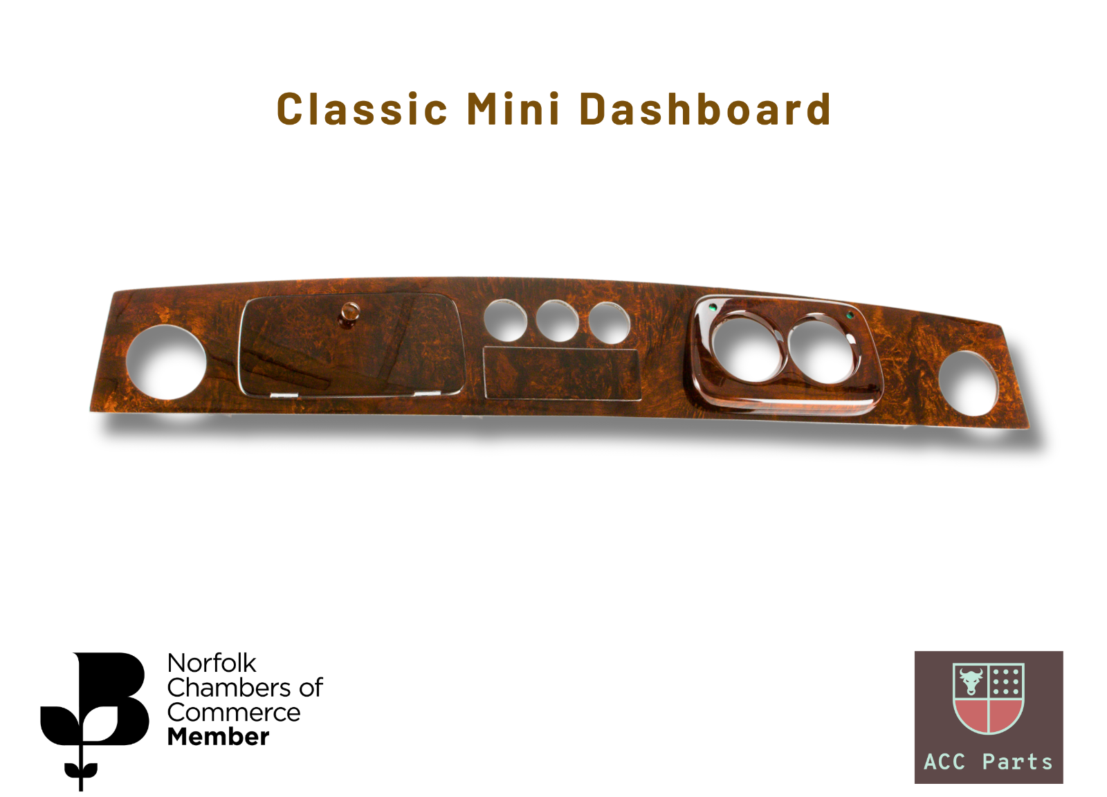 Dashboard for Austin Rover Mini , Burl Walnut Classic Dash , RHD 2+3 No ...