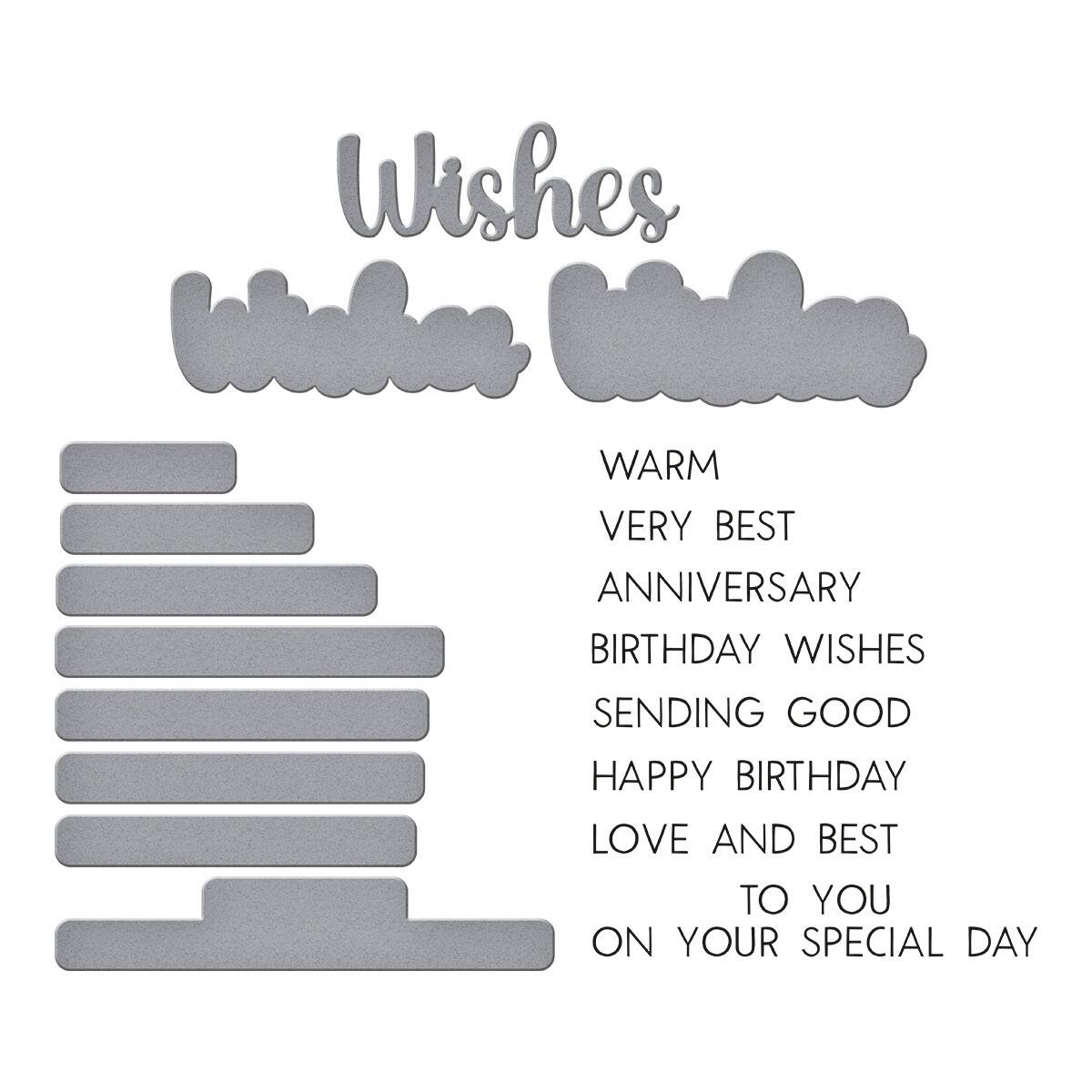 Spellbinders - Very Best Wishes Sentiments Clear Stamp & Die Set from ...