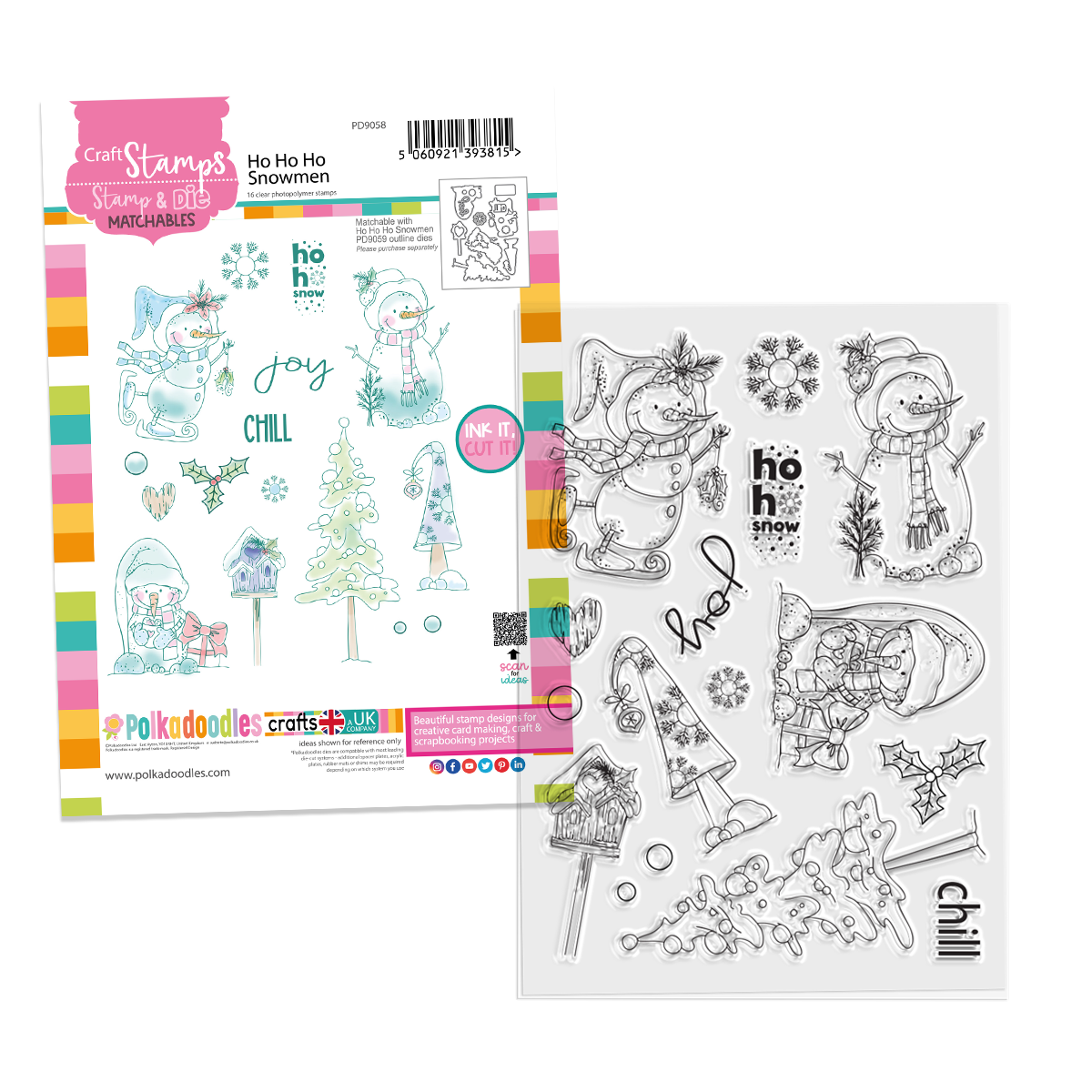 Polkadoodles - Ho Ho Snowmen Christmas Holiday Clear Stamp Set. A5 8x6"