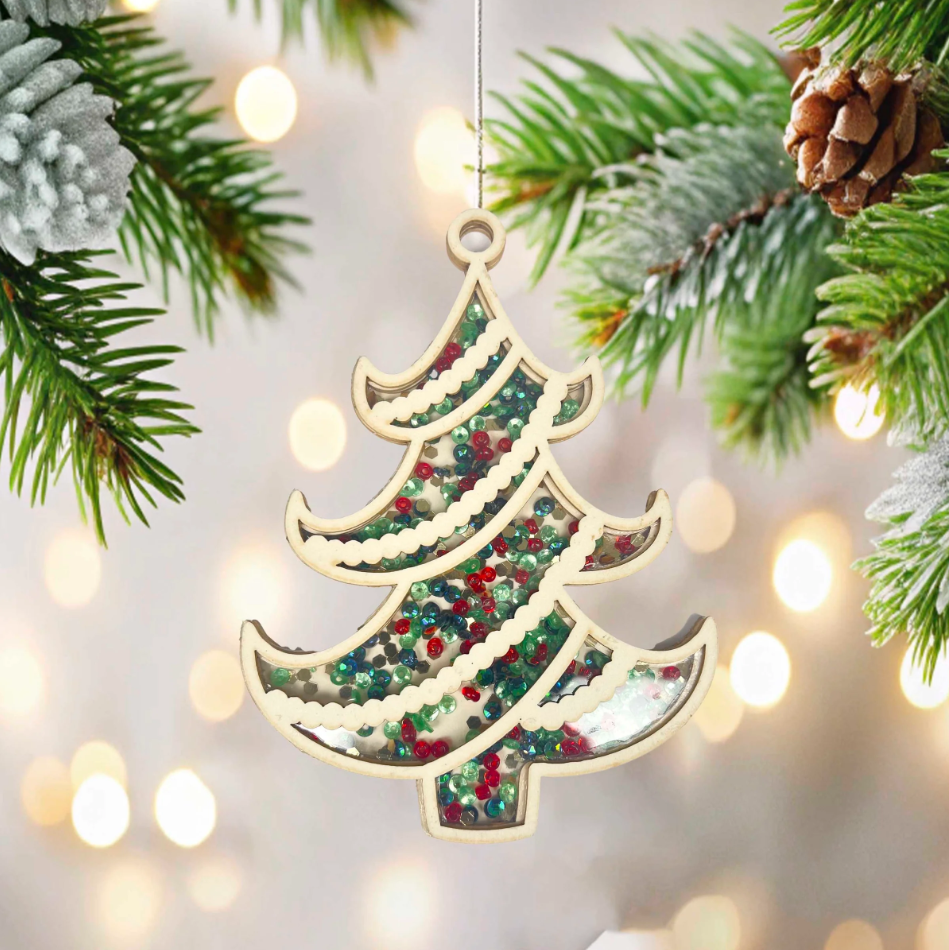 CrafTreat - Christmas Tree 3D Shaker Chipboard Decoration
