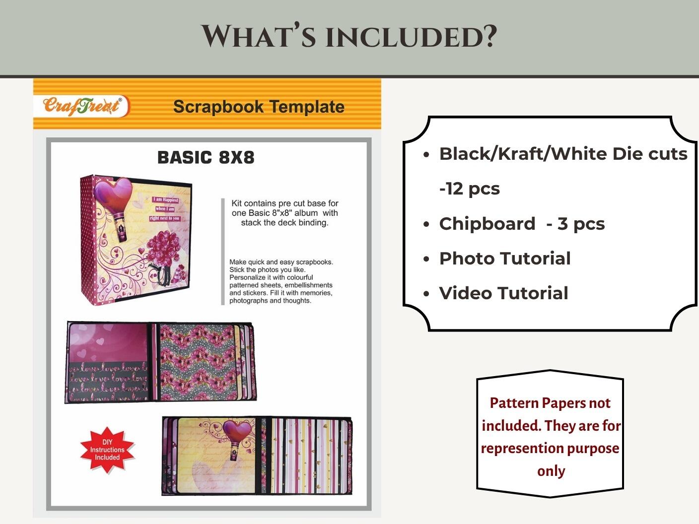 CrafTreat - Basic 8x8 DIY Scrapbook Blanks Kit ? Black