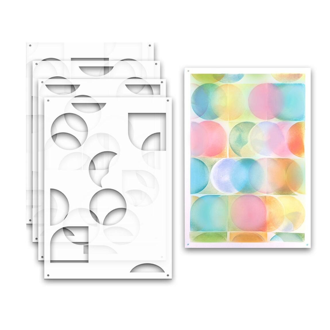 Polkadoodles - Boho Circles 4 x Layering Emboss-ink Stencil Pack