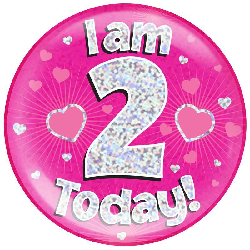 6" Jumbo Badge It's My Birthday Pink Holographic Dot