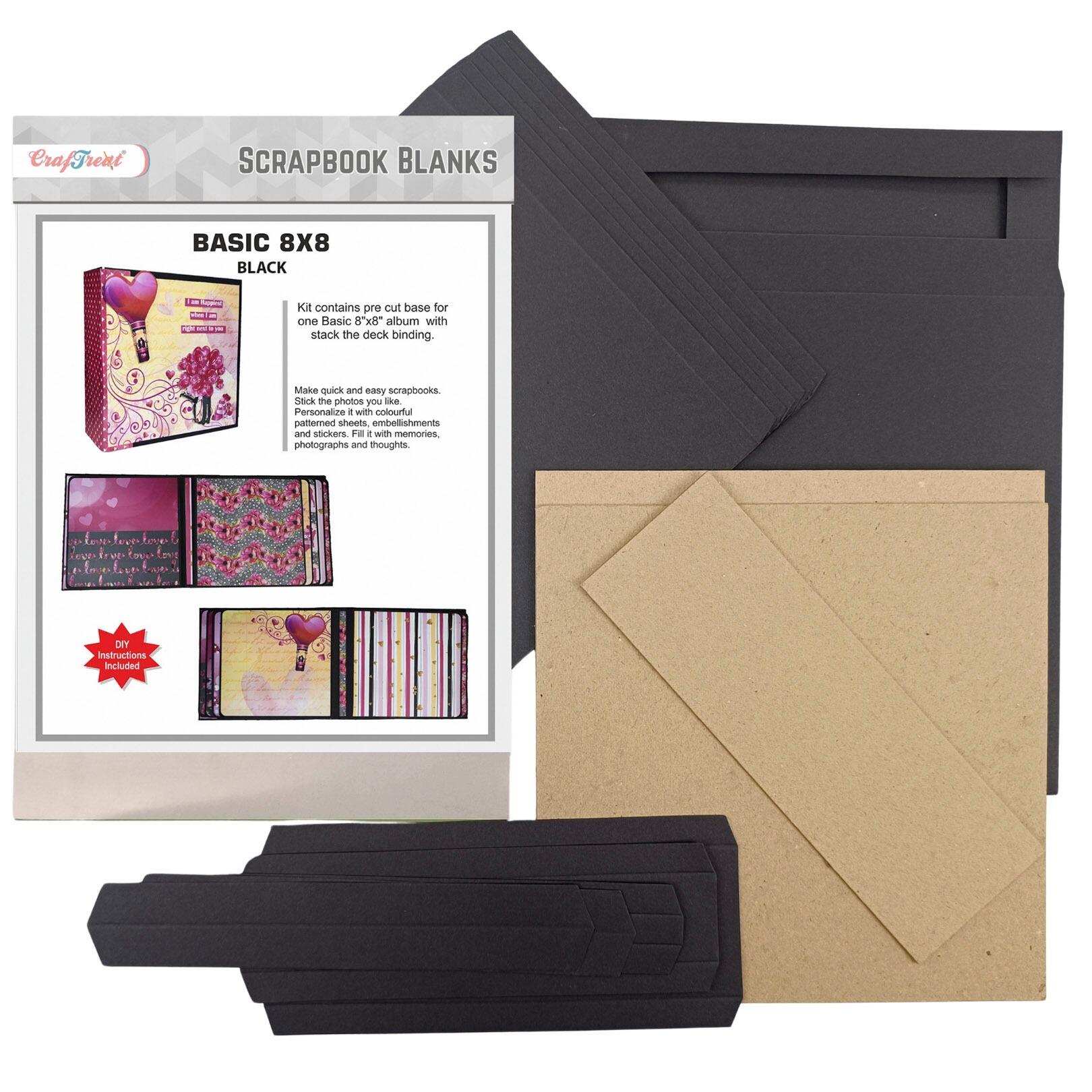 CrafTreat - Basic 8x8 DIY Scrapbook Blanks Kit ? Black