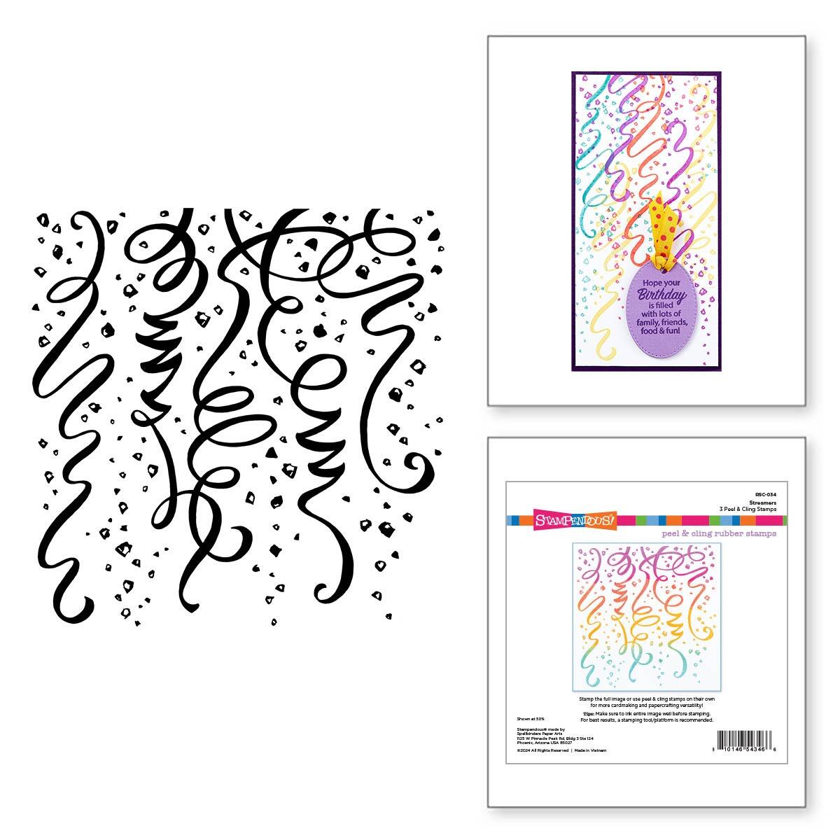 Spellbinders- Stampendous Streamers Cling Rubber Stamp Set from the ...