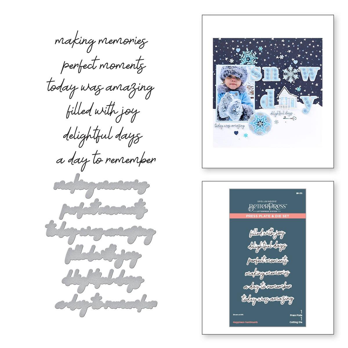 Spellbinders- Happiness Sentiments Press Plate & Die Set from the ...