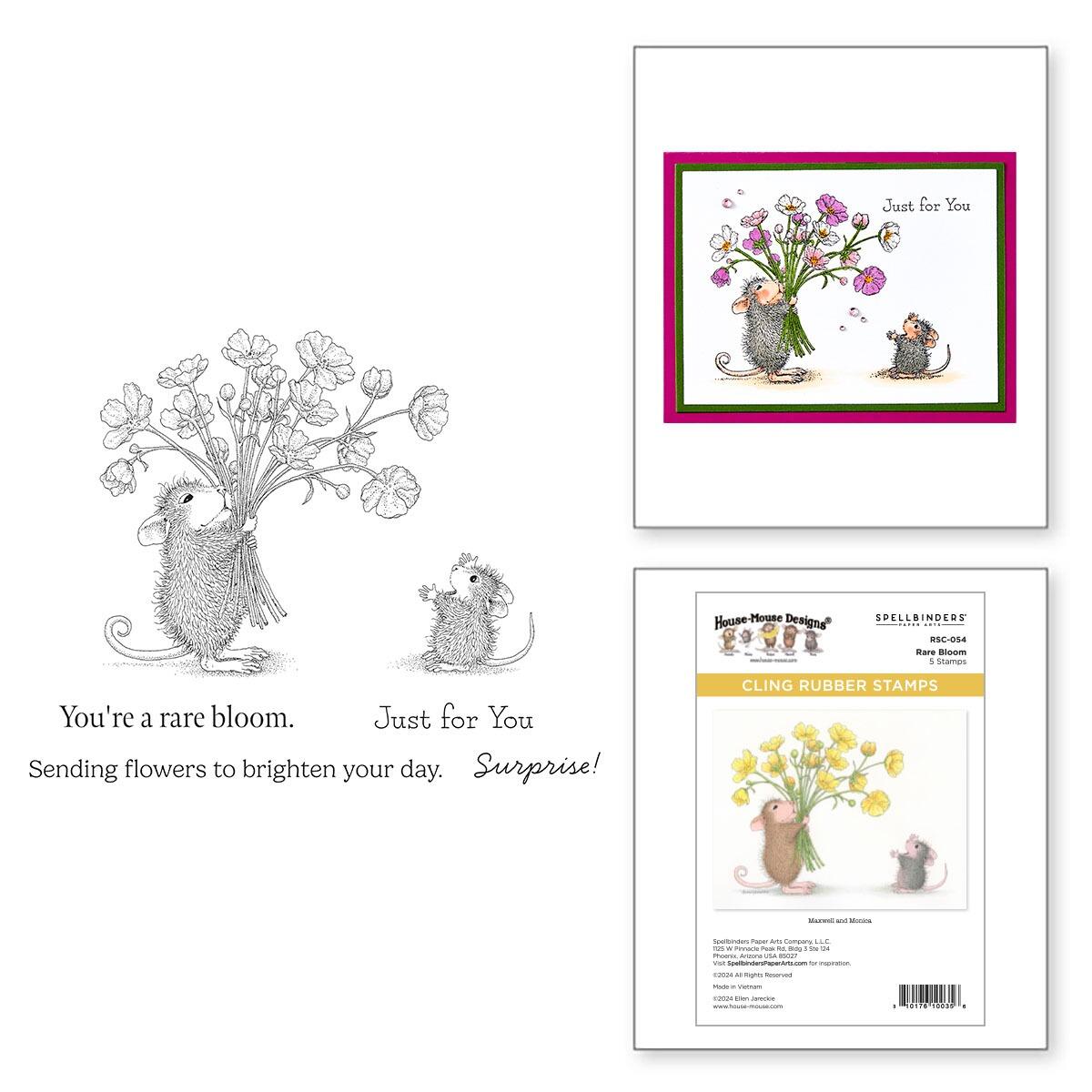 Spellbinders - Rare Bloom Cling Rubber Stamp Set from the House-Mouse ...