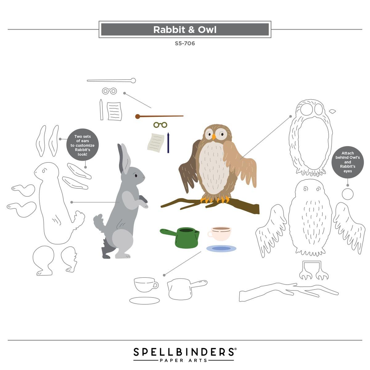 Spellbinders - Rabbit & Owl Etched Dies from the Say Cheese Classic ...