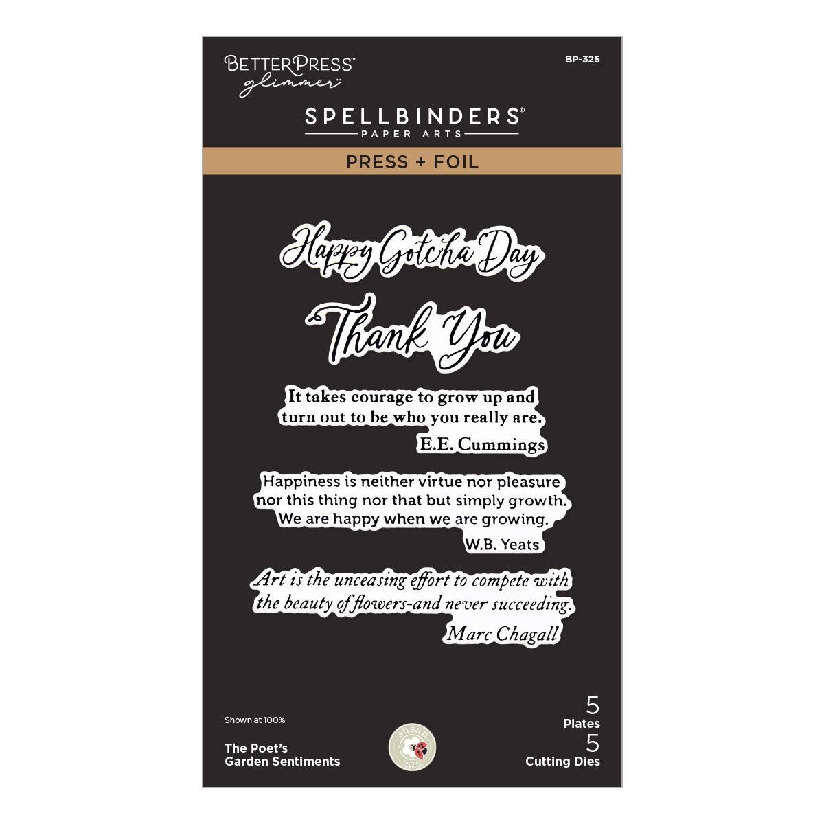 Spellbinders - The Poet's Garden Sentiments Press + Foil Plate & Die ...