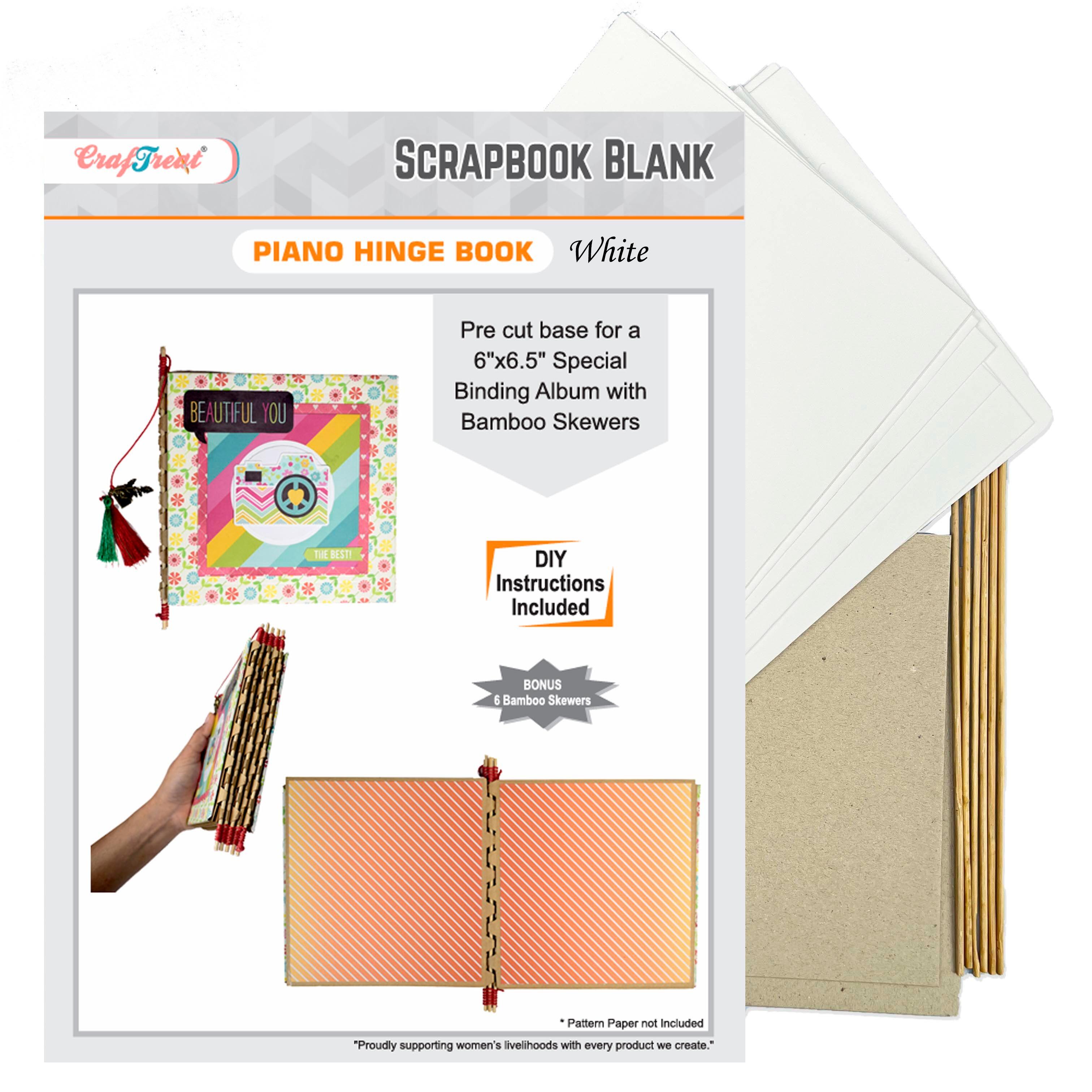 CrafTreat - Scrapbook Blank Precut Album Base - Piano Hinge Book - White