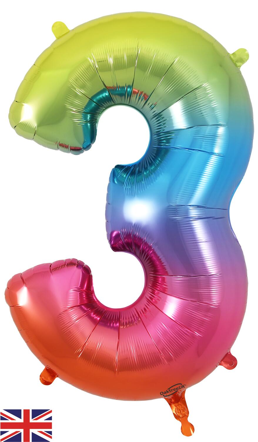 Oaktree 34" Number Balloons Rainbow ~AGES~