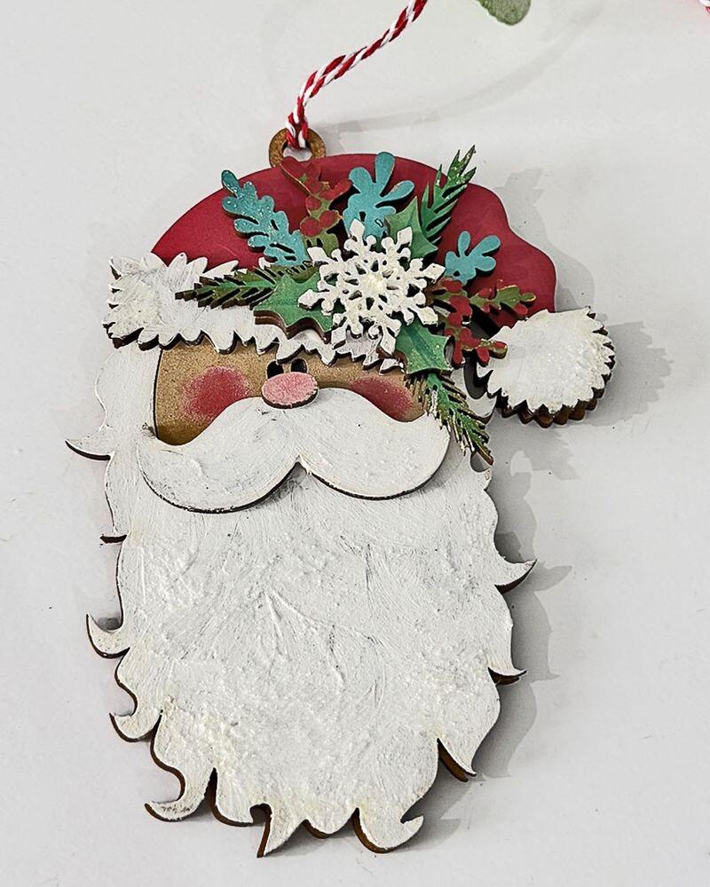 Polkadoodles - Santa Ornament MDF decorations/baubles 3mm, pack of 2
