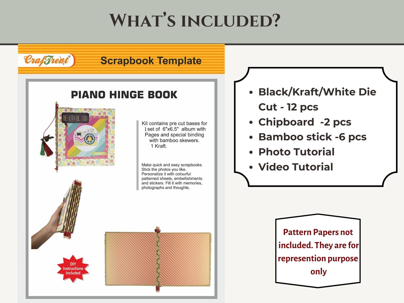 CrafTreat - Scrapbook Blank Precut Album Base - Piano Hinge Book - White