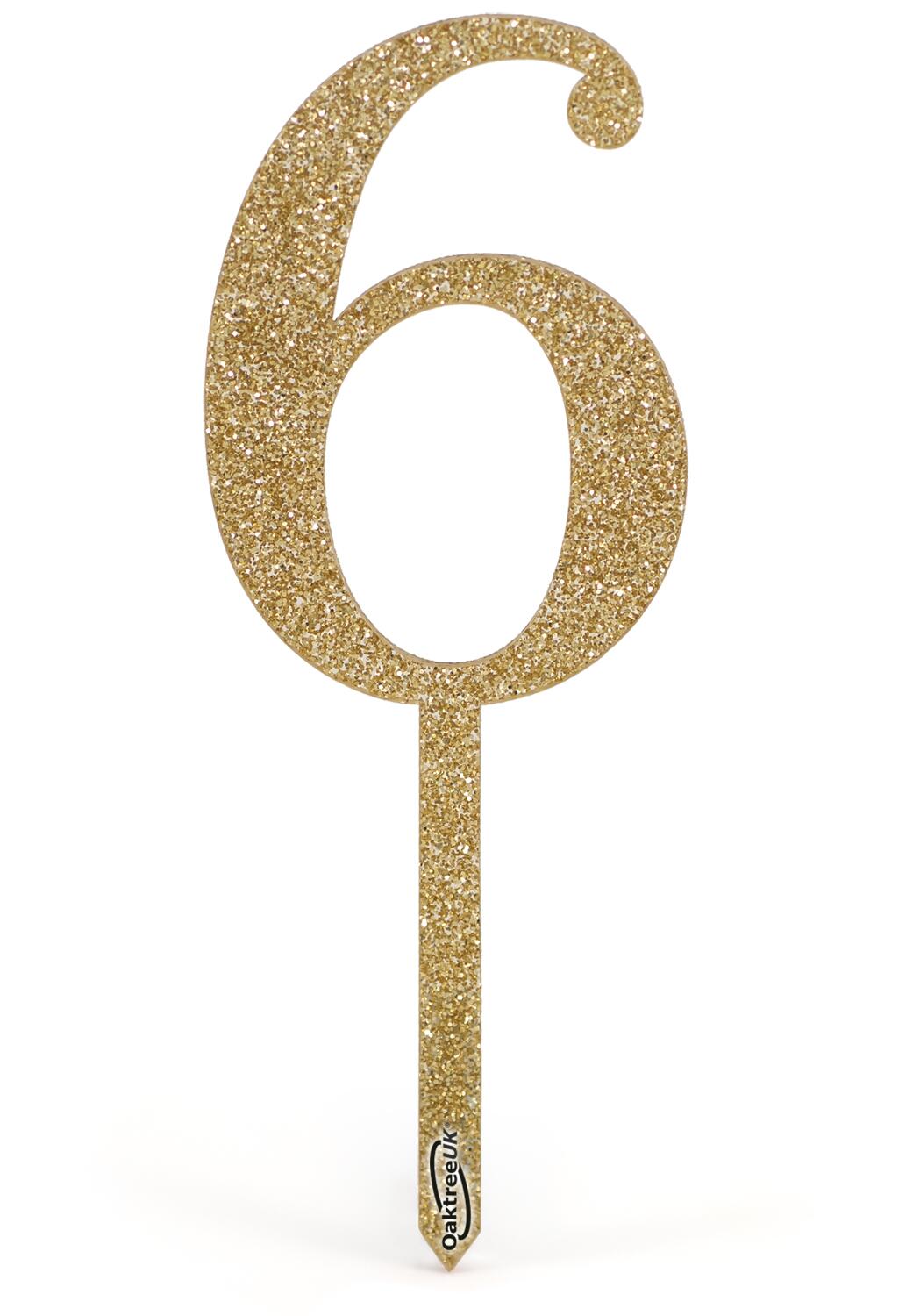 Oaktree - Acrylic Sparkling Fizz Gold Cake Topper ~Choose your Age~