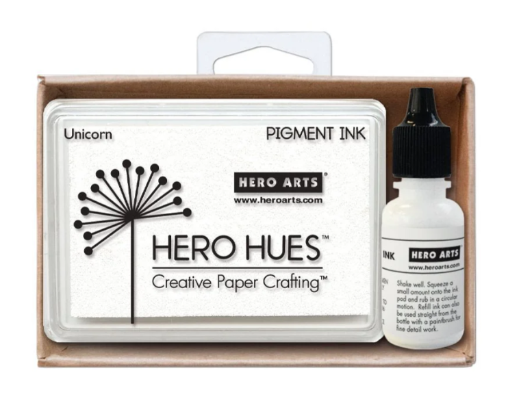 Hero Arts Unicorn White Pigment Ink + Reinker Bundle