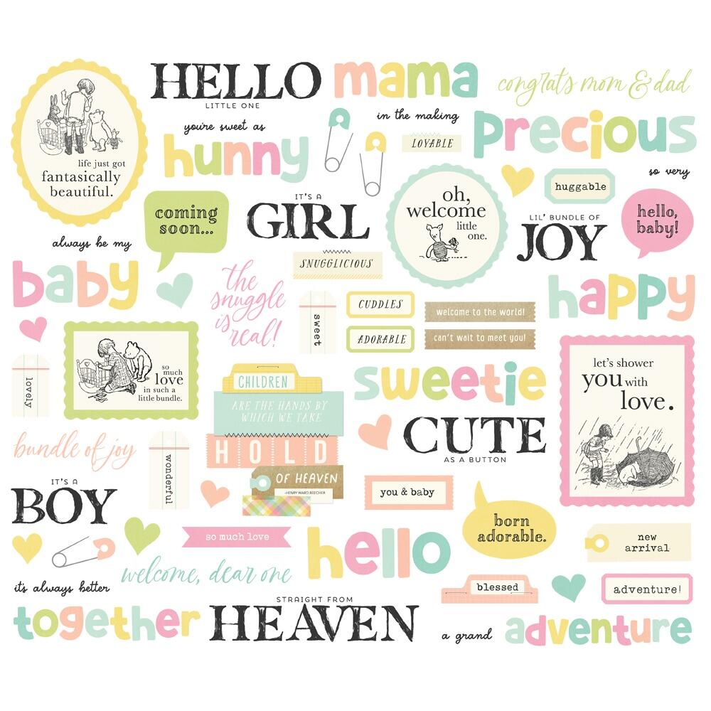 Spellbinders - Simple Stories - Say Cheese Classic Pooh Baby Sentiment ...