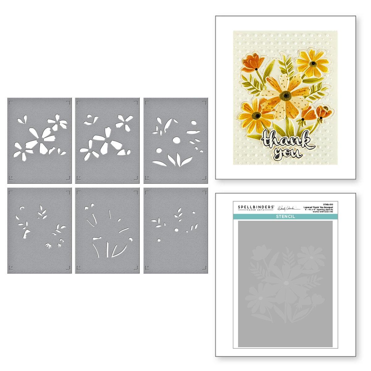 Spellbinders - Thank You Bouquet 3D Folder and Stencil Bundle from the Tabbed Classics Collection by