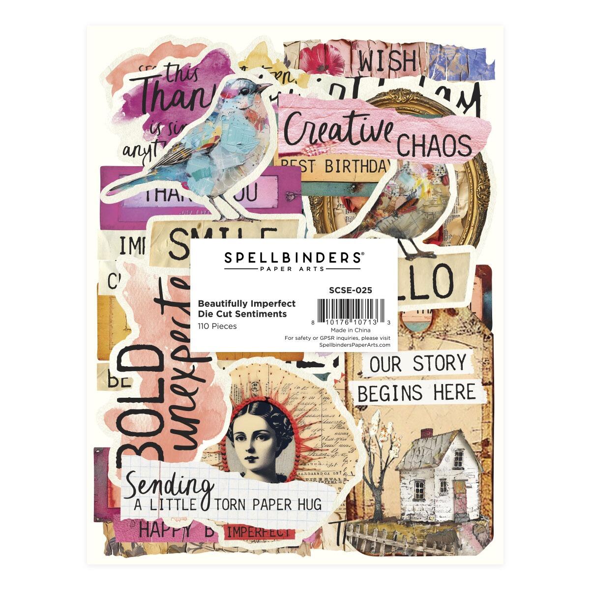 Spellbinders - Beautifully Imperfect Die Cut Sentiments - 110 pc