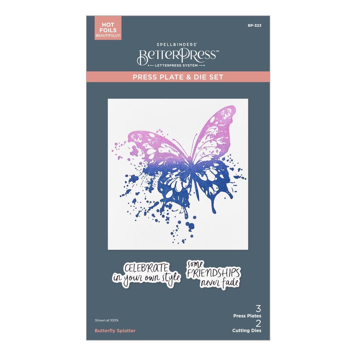 Spellbinders - Butterfly Splatter BetterPress Plate & Die Set from the Beautifully Imperfect Collect