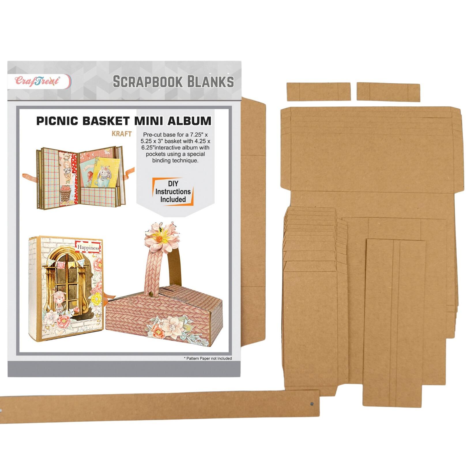 CrafTreat - Scrapbook Blank Precut Album Base - Picnic Basket Mini ...