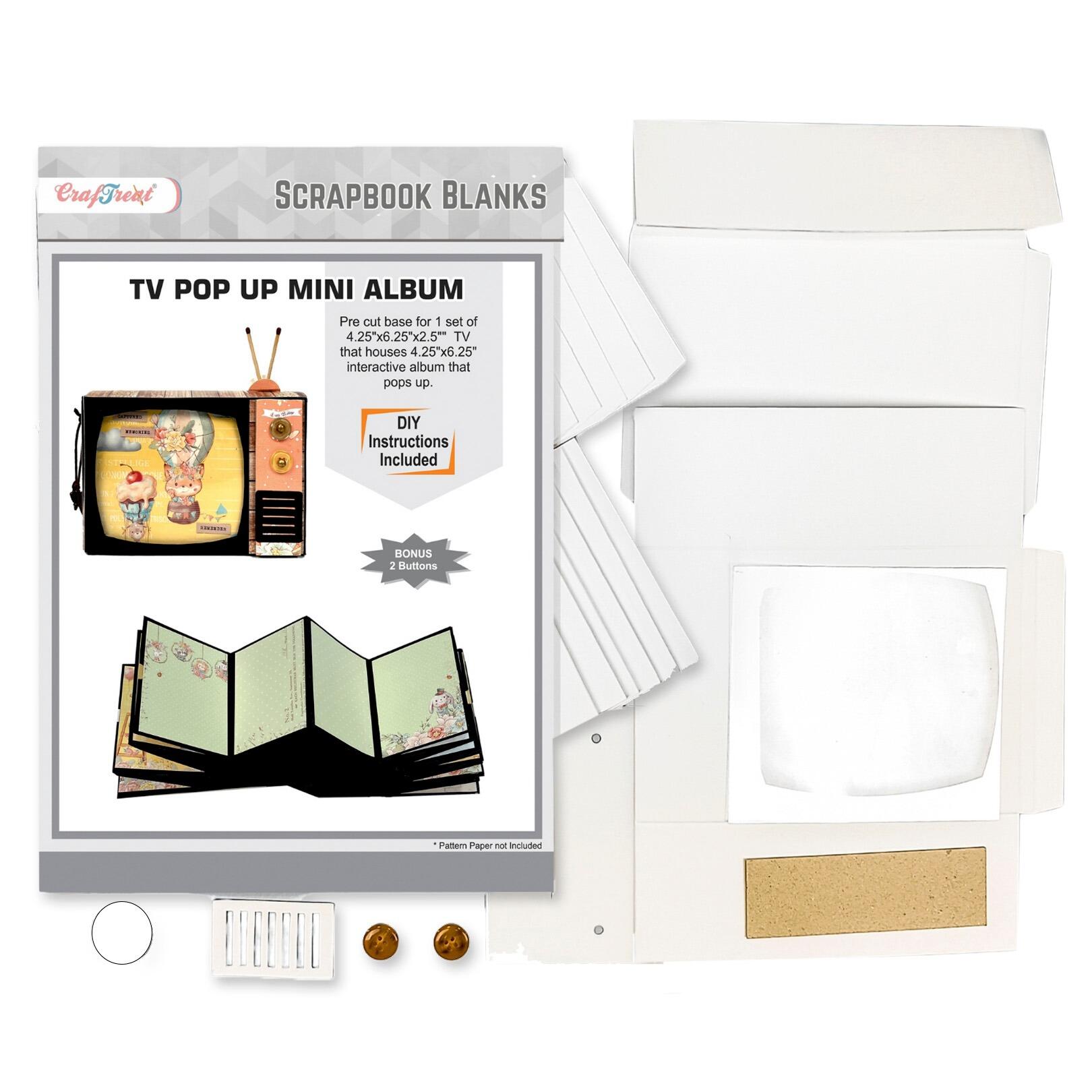 CrafTreat - Scrapbook Blank Precut Album Base - TV Pop Up Mini Album ...