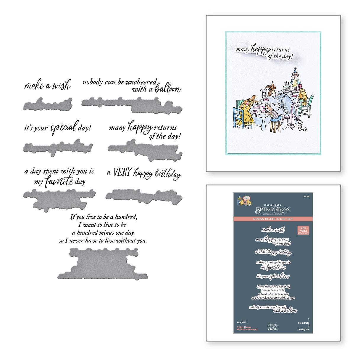 Spellbinders - A Very Happy Birthday Sentiments Press Plate & Die Set ...