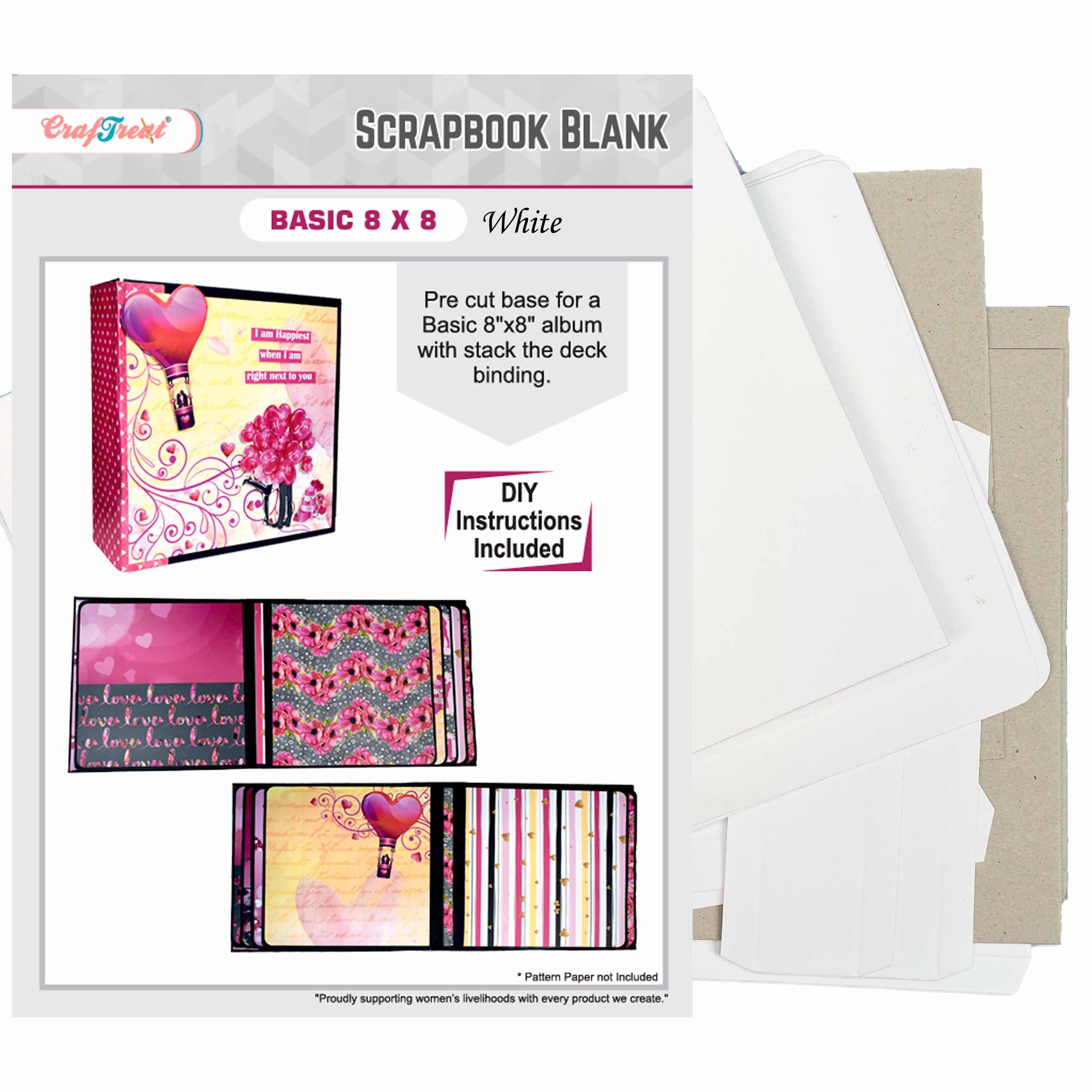 CrafTreat - Scrapbook Blank Precut Album Base - Basic 8x8 - White