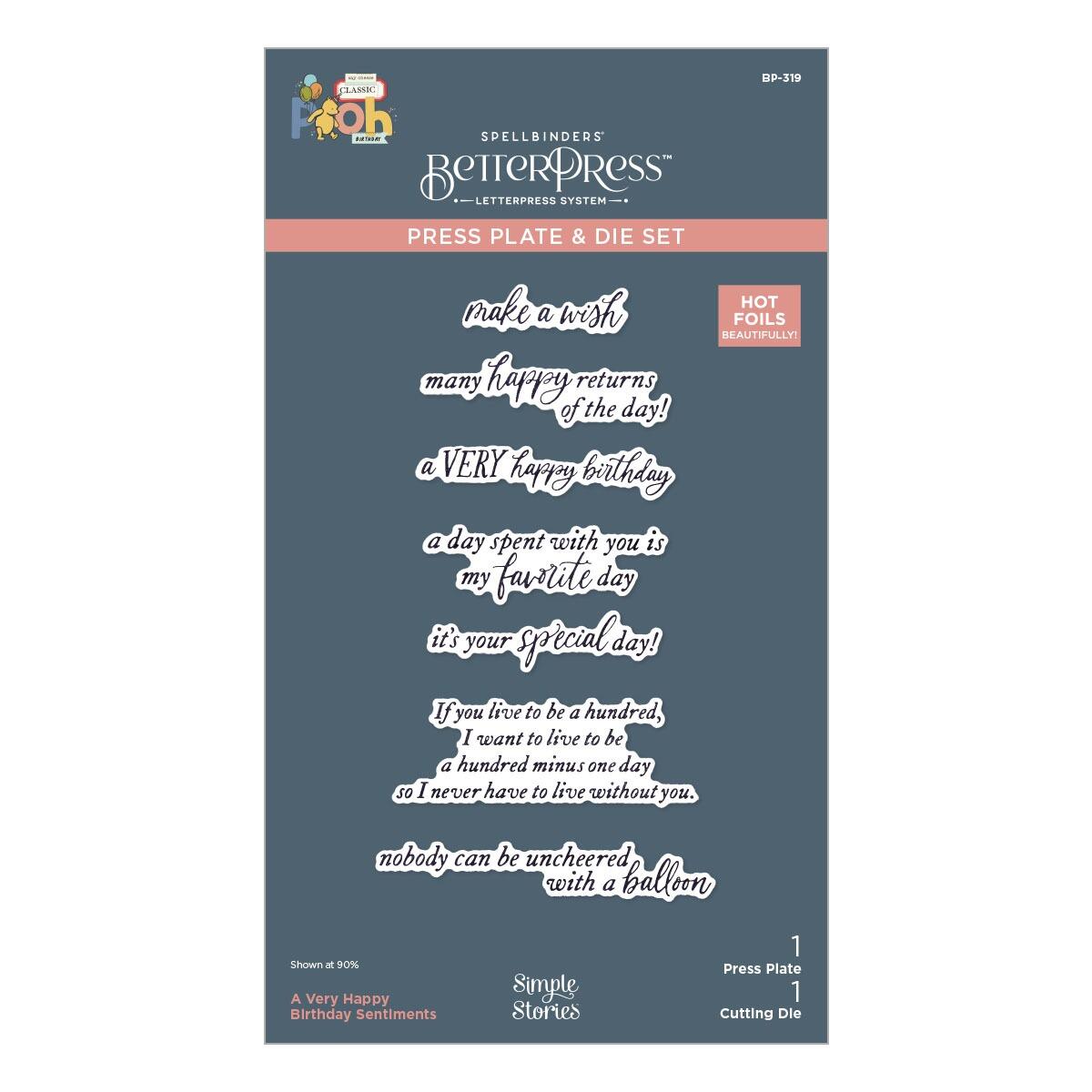 Spellbinders - A Very Happy Birthday Sentiments Press Plate & Die Set ...