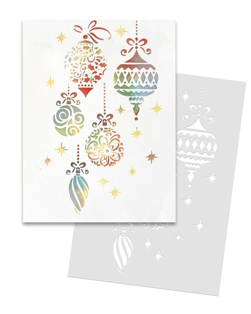 Polkadoodles - Emboss-Ink stencil - Beautiful Baubles Stencil A5/6x 8"